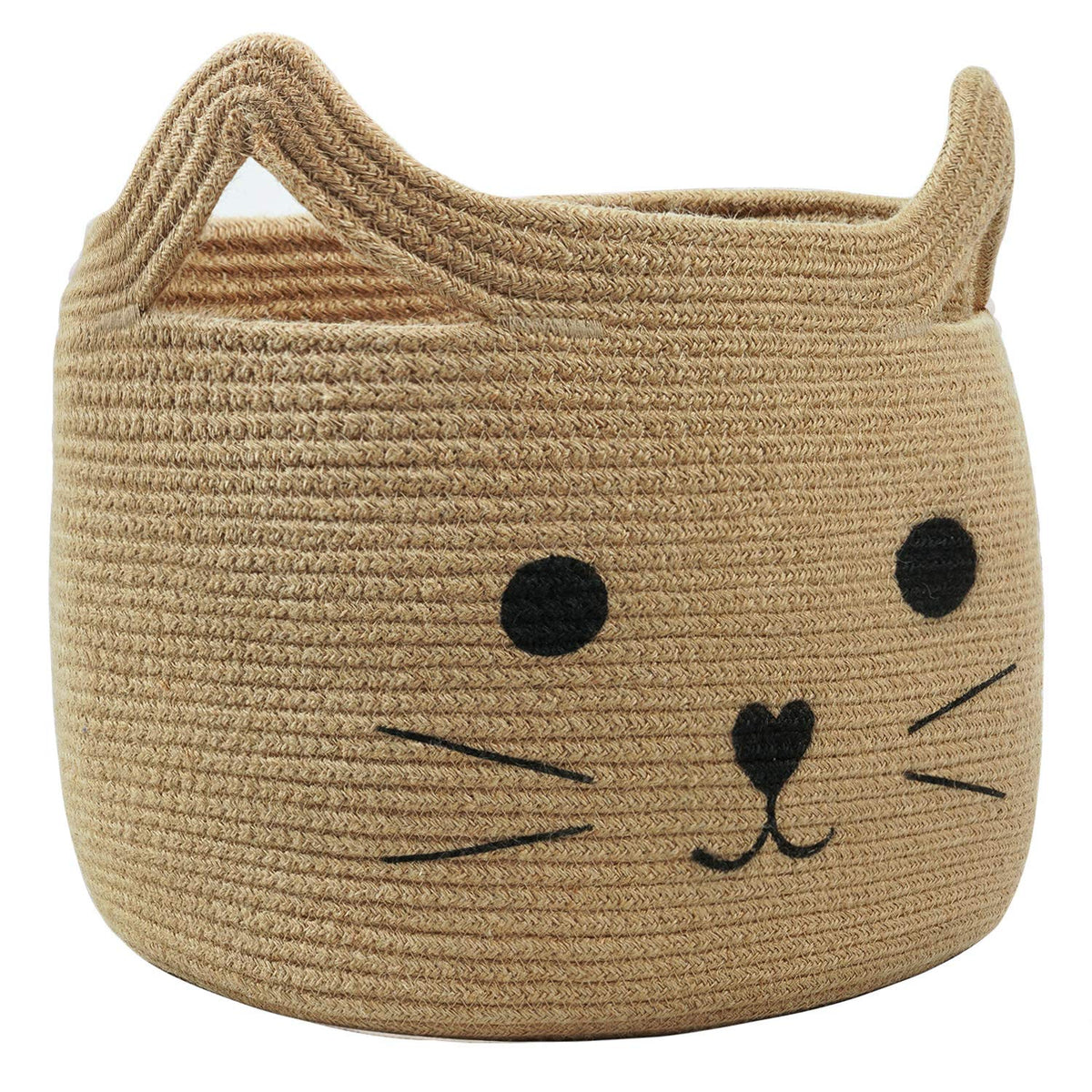 Smile Cat Large Jute Woven Cotton Rope Storage Basket | Timeyard